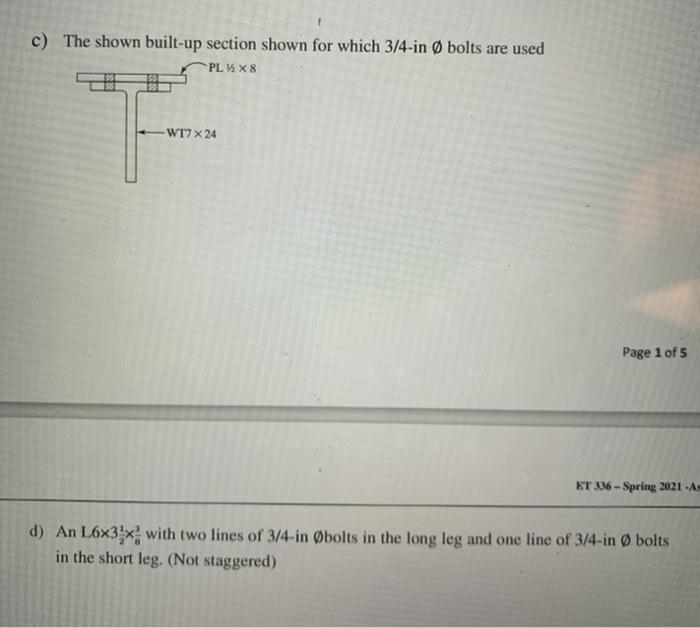 Solved Problem 1: Compute the net area of each of the given | Chegg.com