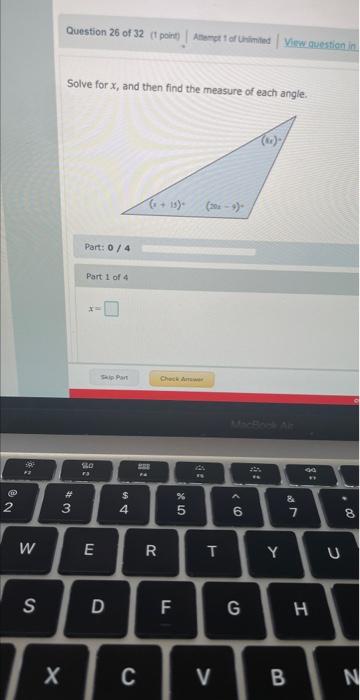 Solved Solve for x, and then find the measure of each angle. | Chegg.com
