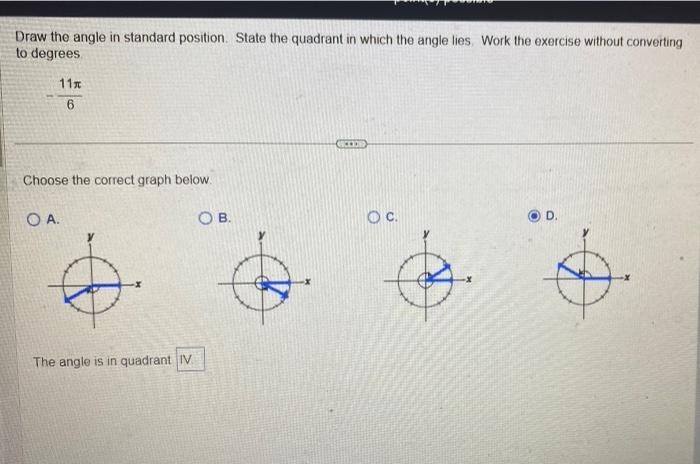 Solved Draw the angle in standard position. State the | Chegg.com