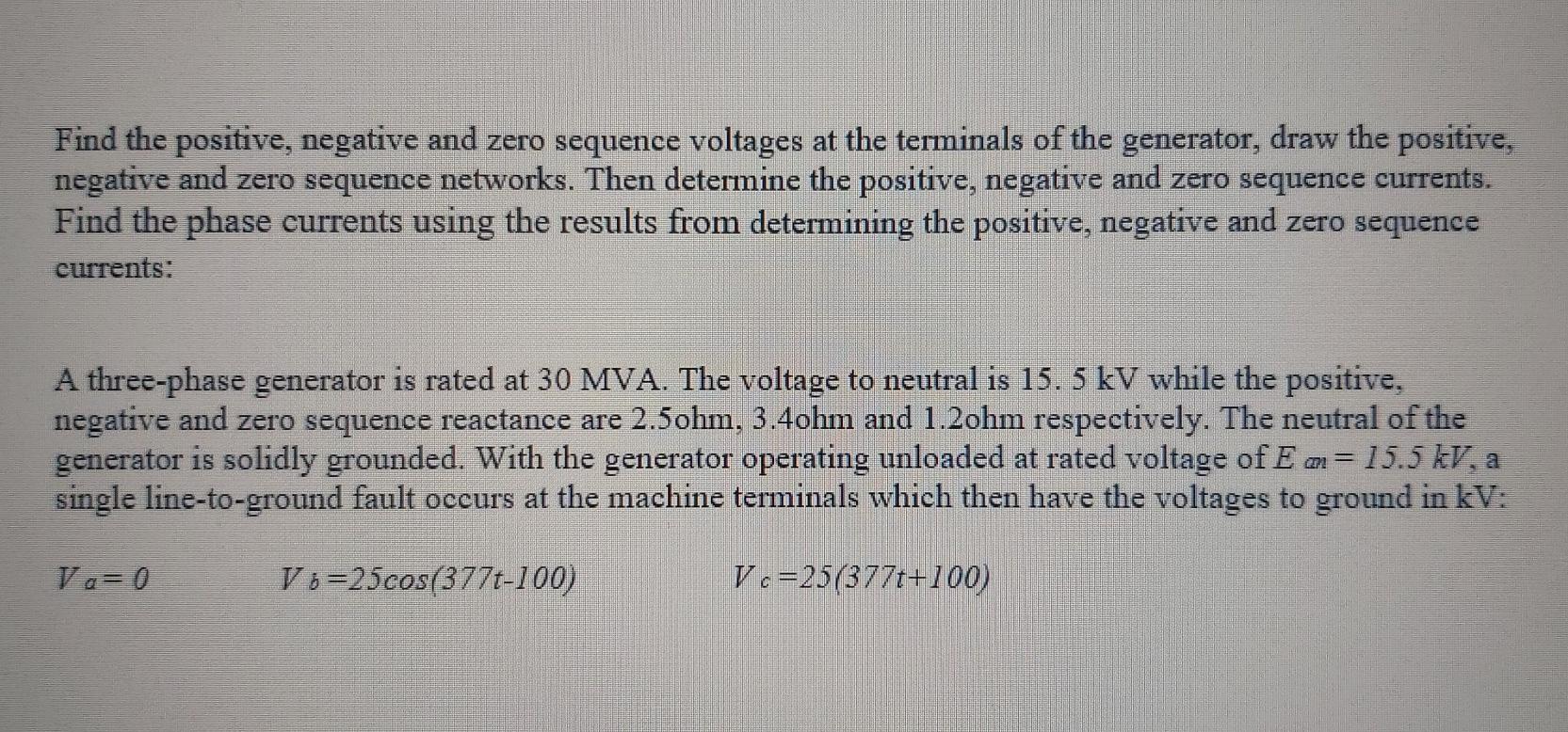 Solved Find the positive, negative and zero sequence | Chegg.com