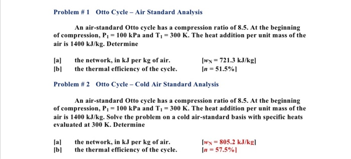 Solved Problem #1 Otto Cycle - Air Standard Analysis An | Chegg.com