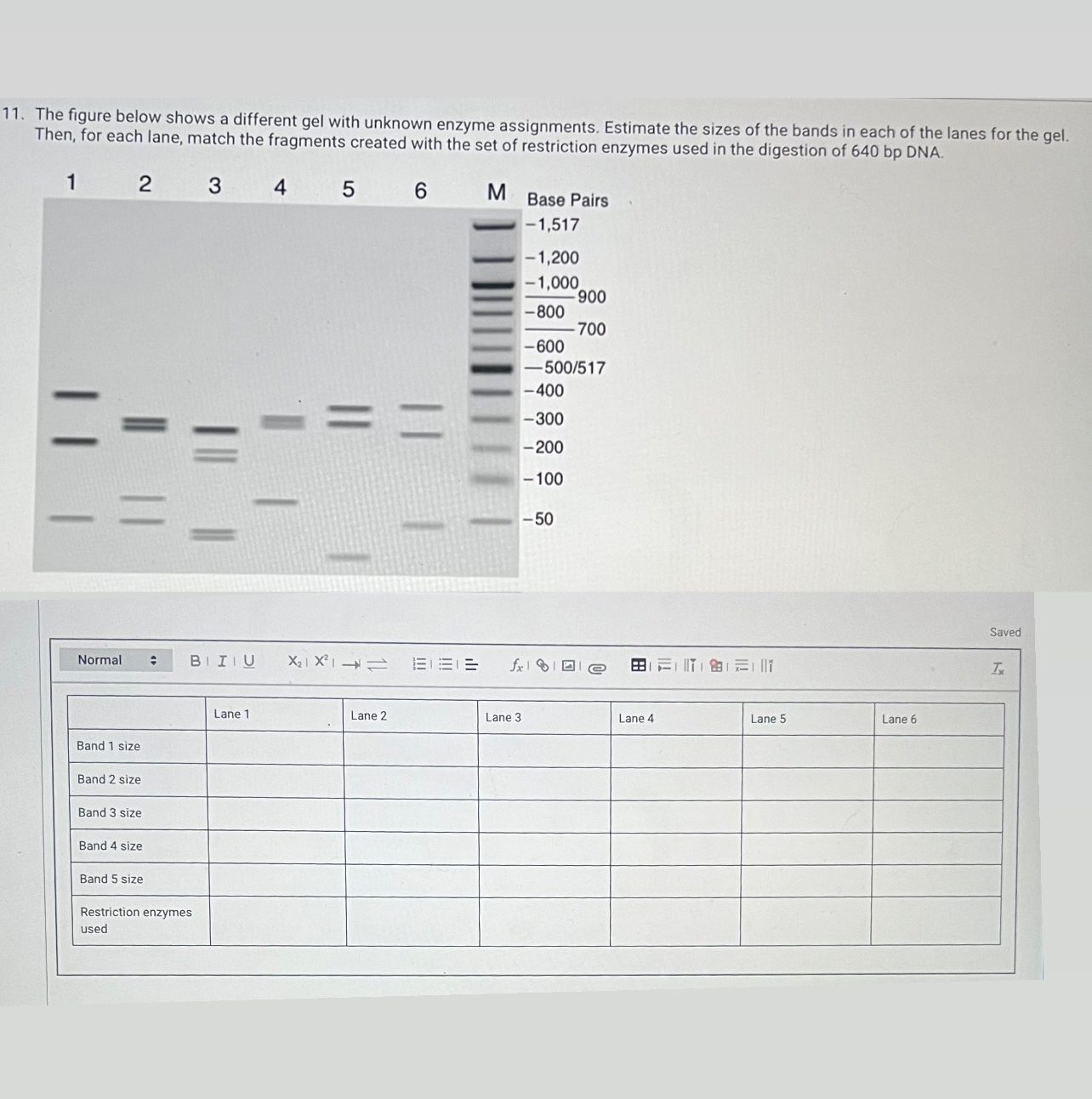 Solved The figure below shows a different gel with unknown | Chegg.com