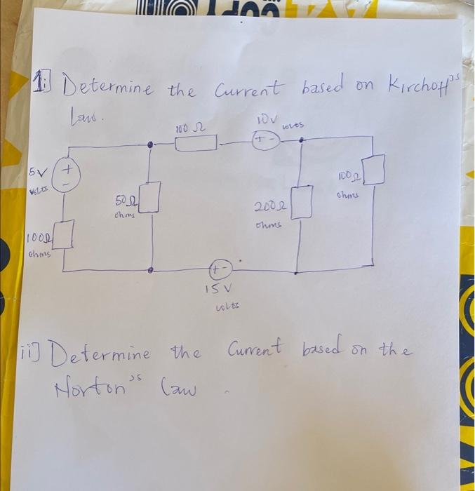 Solved 1i. Determine the current based on Kirchof ii] | Chegg.com