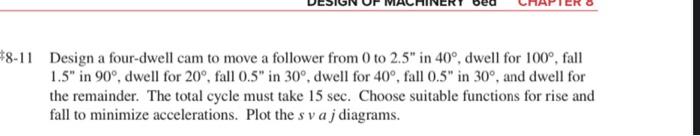 Solved 1 Design a four-dwell cam to move a follower from 0 | Chegg.com
