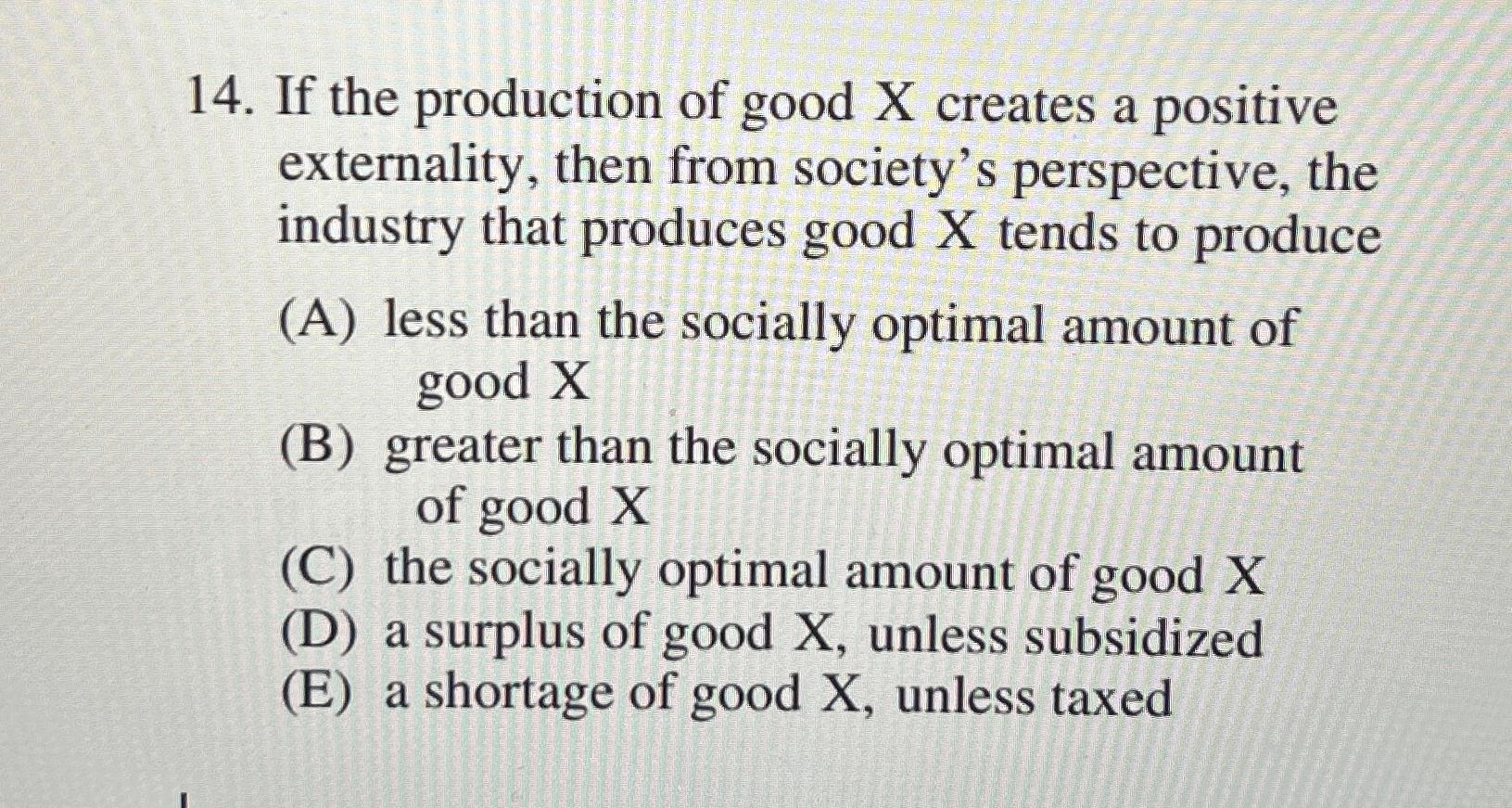 Solved If the production of good x ﻿creates a positive | Chegg.com