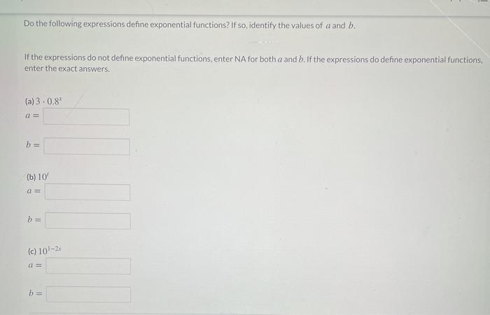 Solved Do the following expressions define exponential | Chegg.com