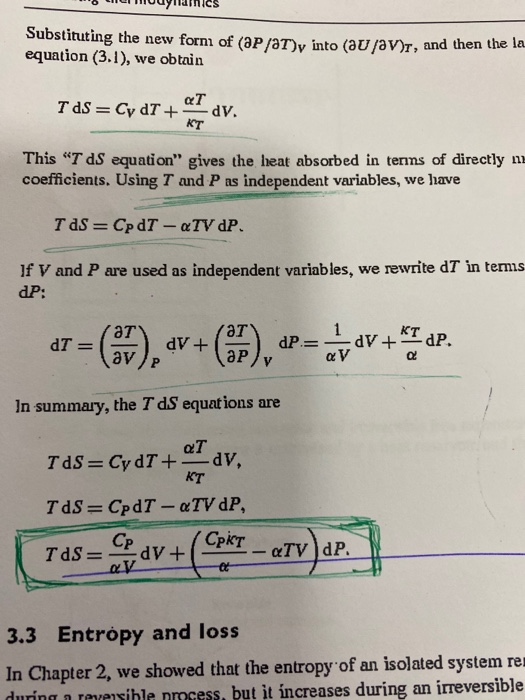 Solved derive the third T ds equation ? from the pic. | Chegg.com