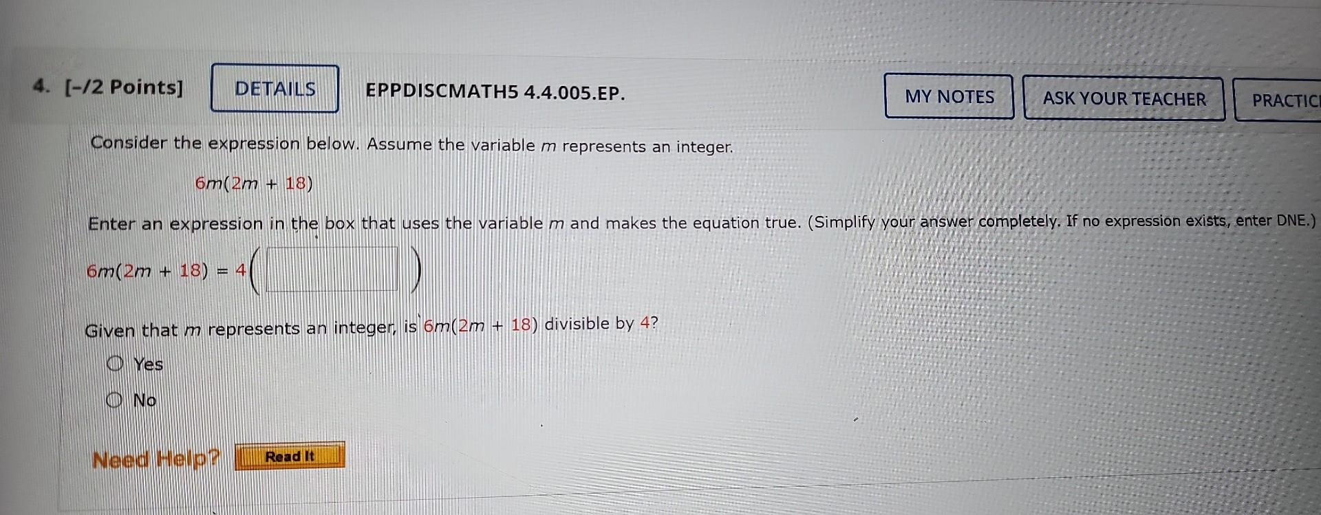 Solved Consider the expression below. Assume the variable m | Chegg.com
