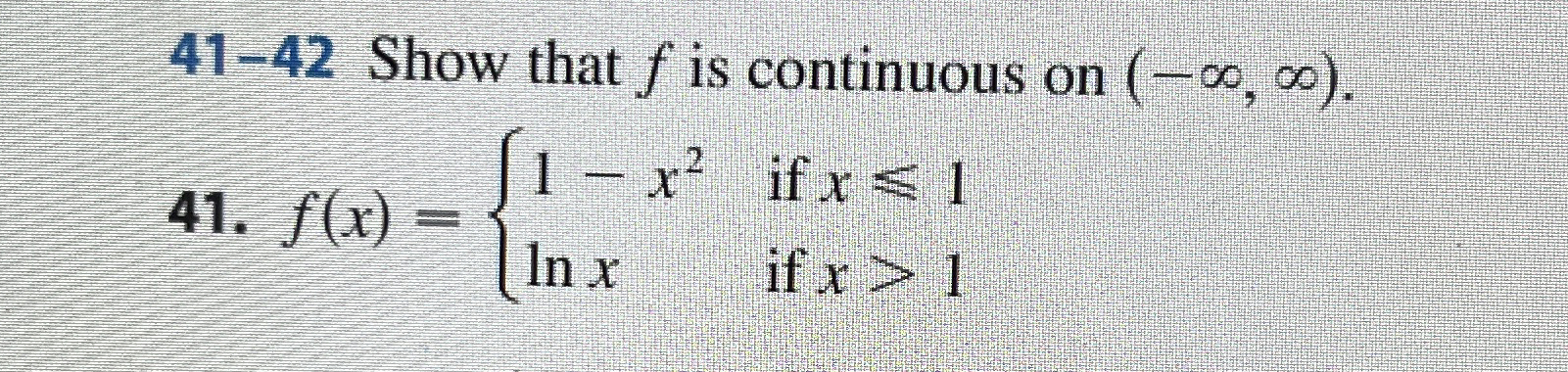 Solved Show that f ﻿is continuous on | Chegg.com