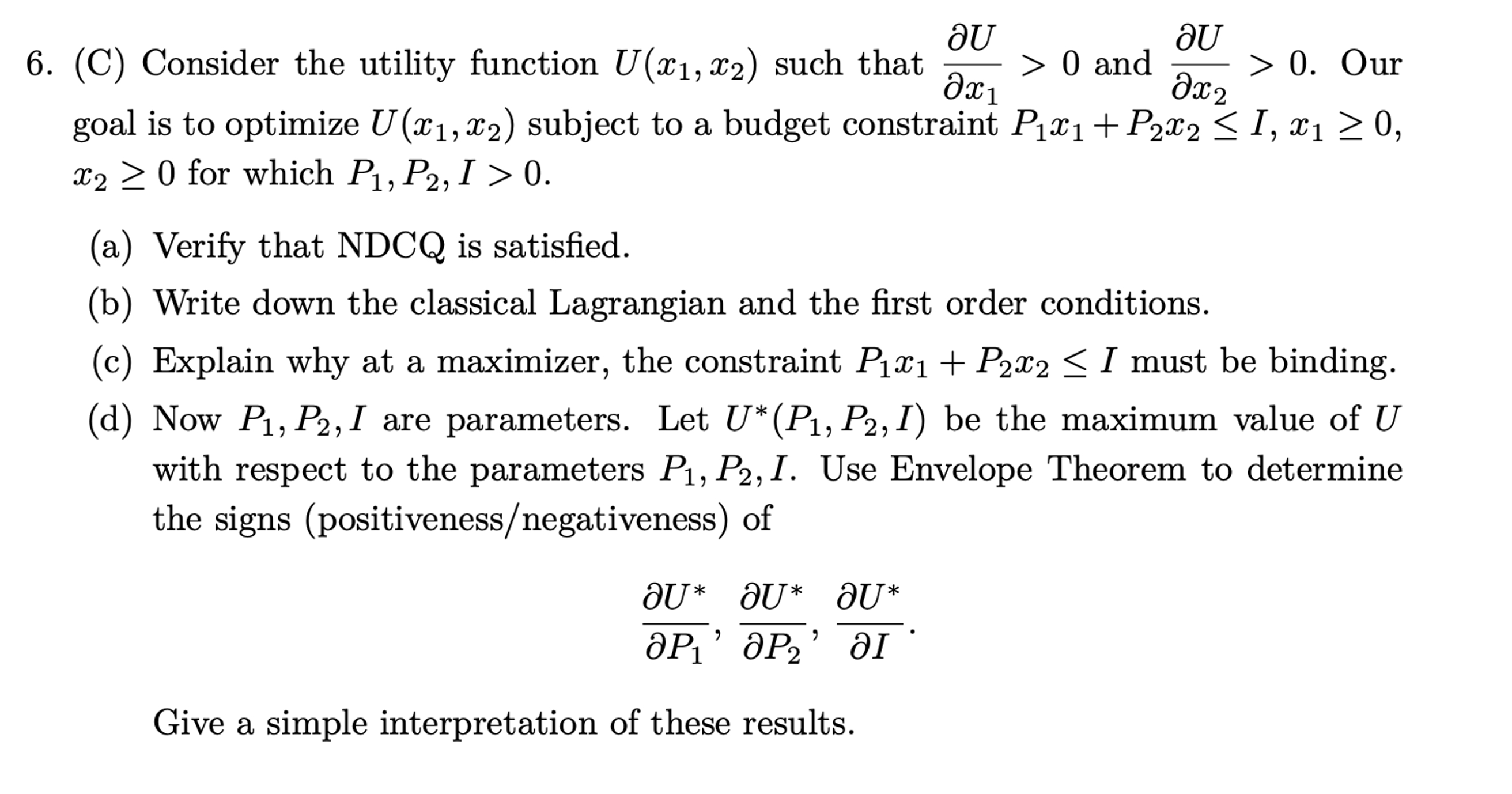 Solved Consider the utility function U(x1,x2) ﻿such that | Chegg.com