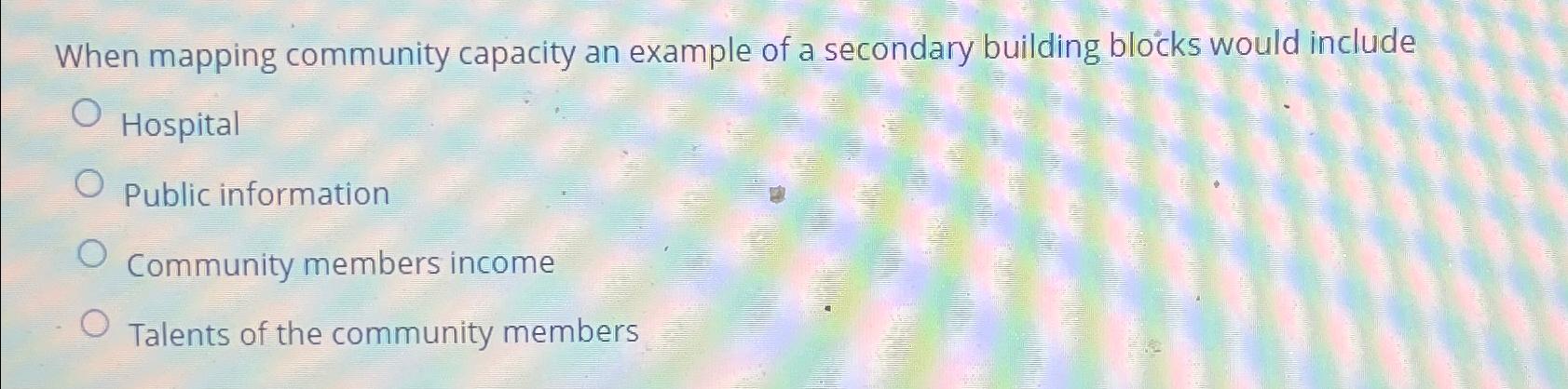 Solved When mapping community capacity an example of a | Chegg.com