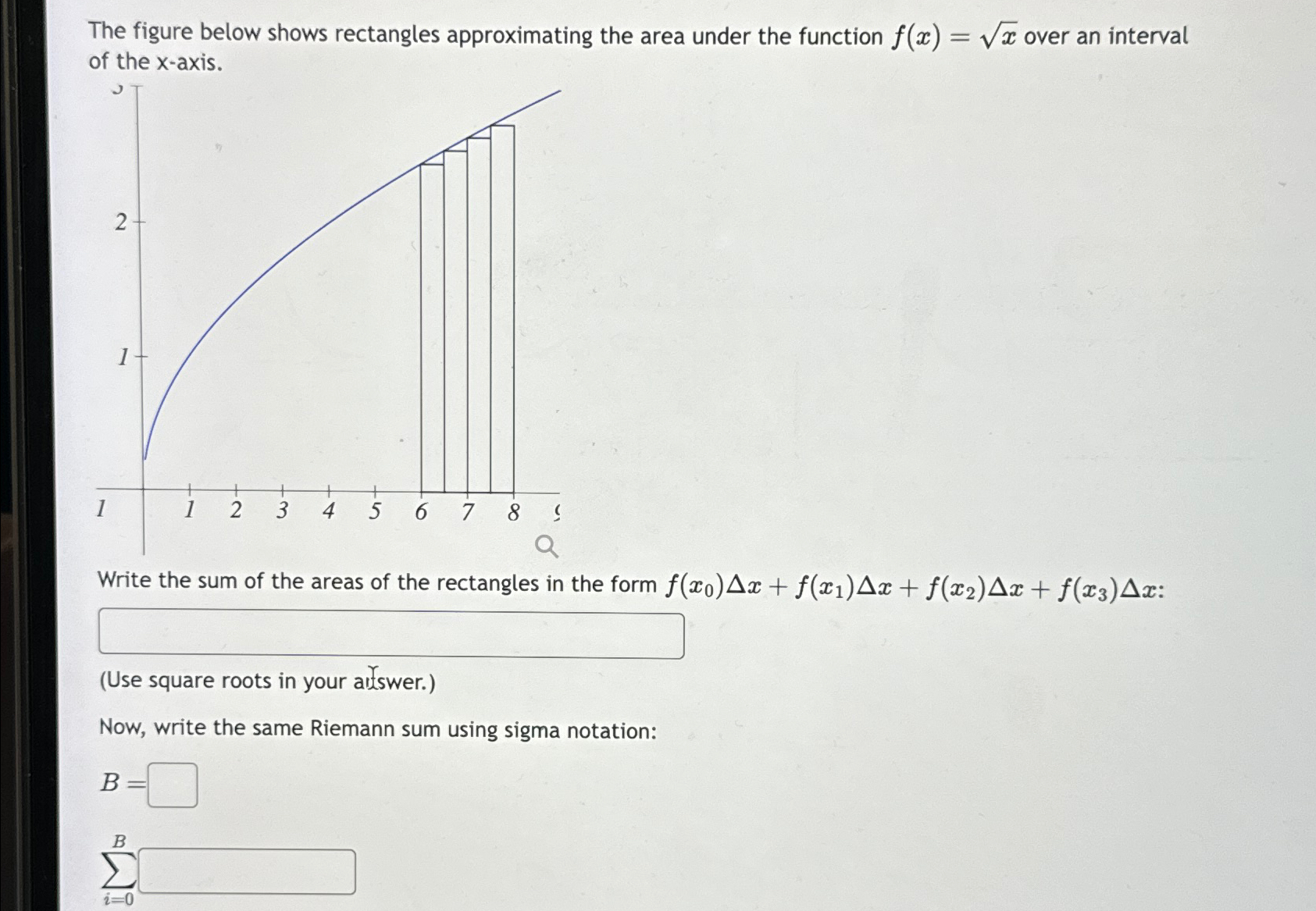 Solved The figure below shows rectangles approximating the | Chegg.com