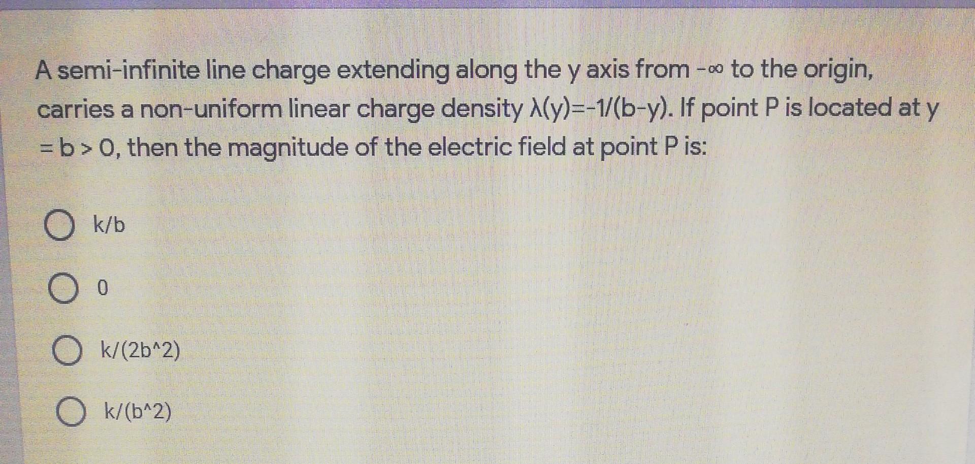 Solved A semi-infinite line charge extending along the y | Chegg.com