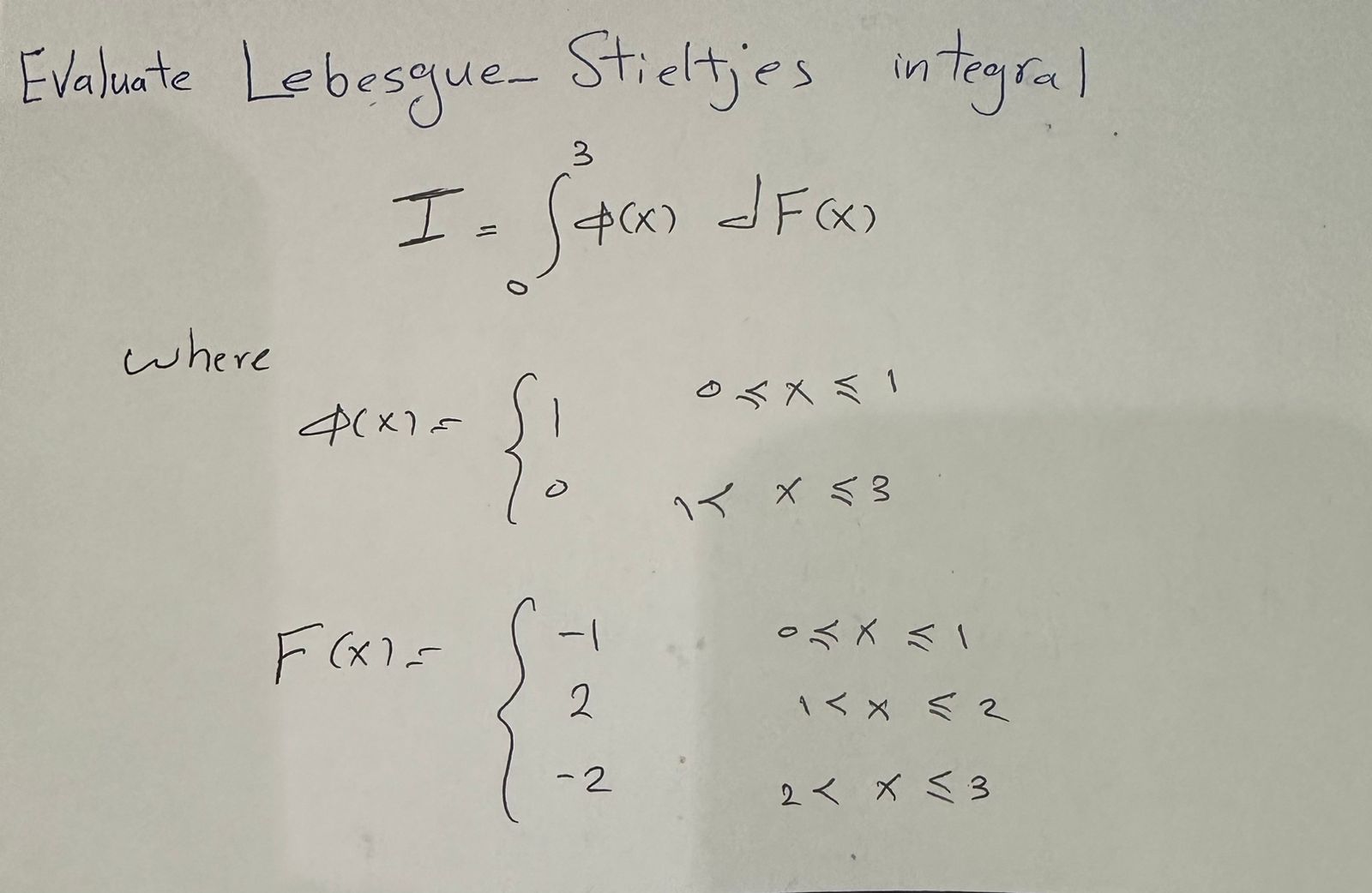 Solved Evaluate Lebesgue- ﻿Stieltjes integral | Chegg.com