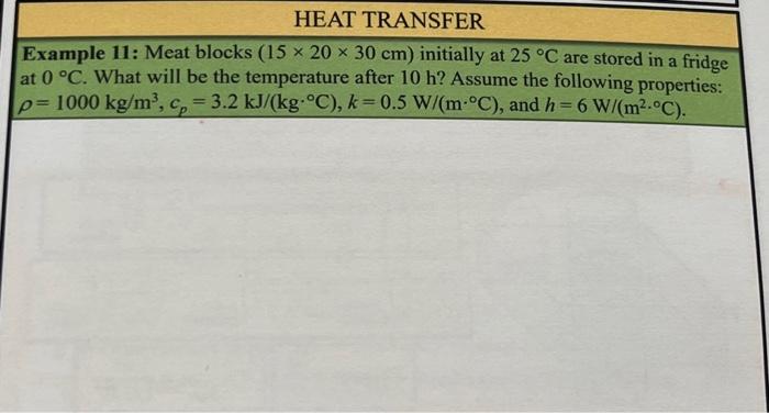 Solved Example 11: Meat blocks (15×20×30 cm) initially at | Chegg.com