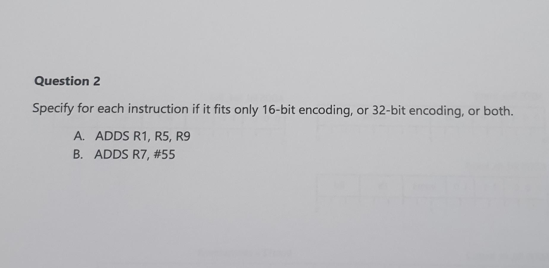 Solved Question 2 Specify For Each Instruction If It Fits 6369