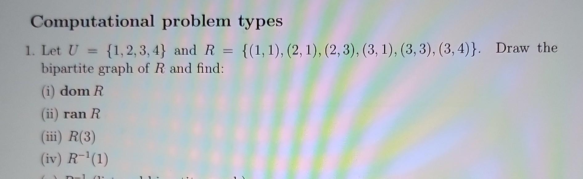 Solved Computational Problem Types 1 Let U {1 2 3 4} And