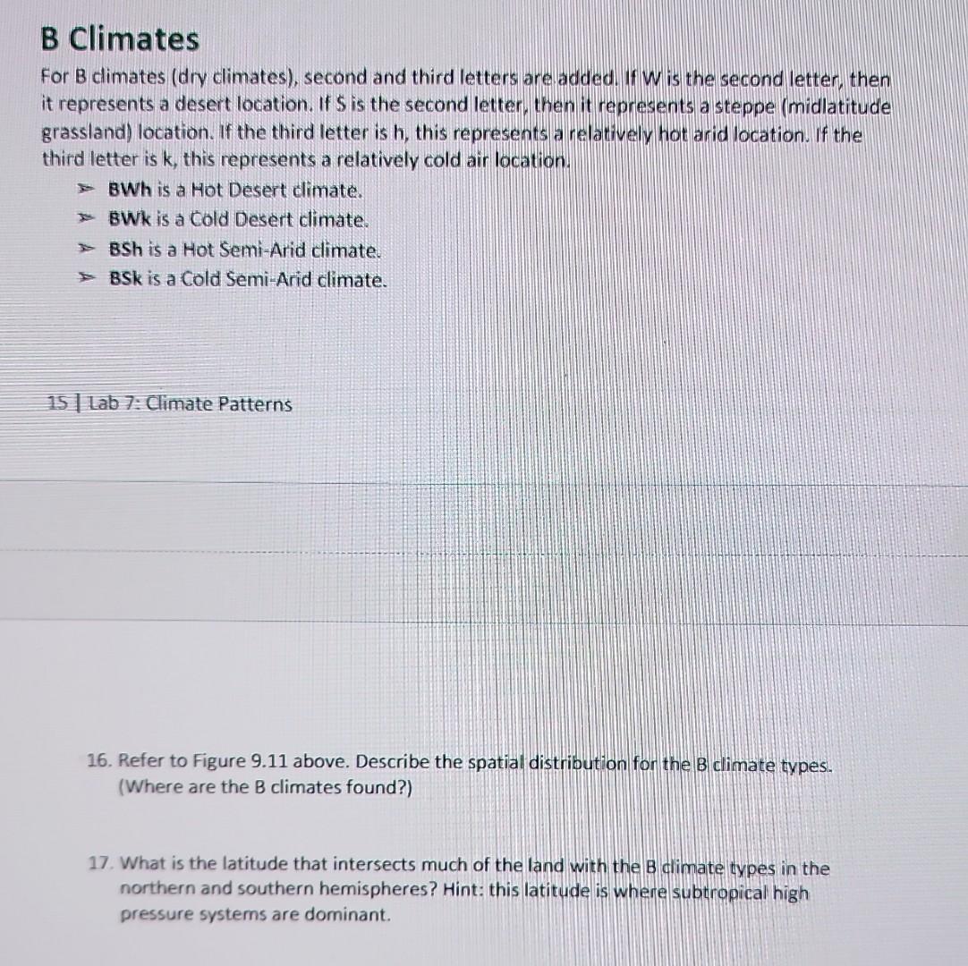 Solved Figure 9.11: Climate Classification Map | Chegg.com