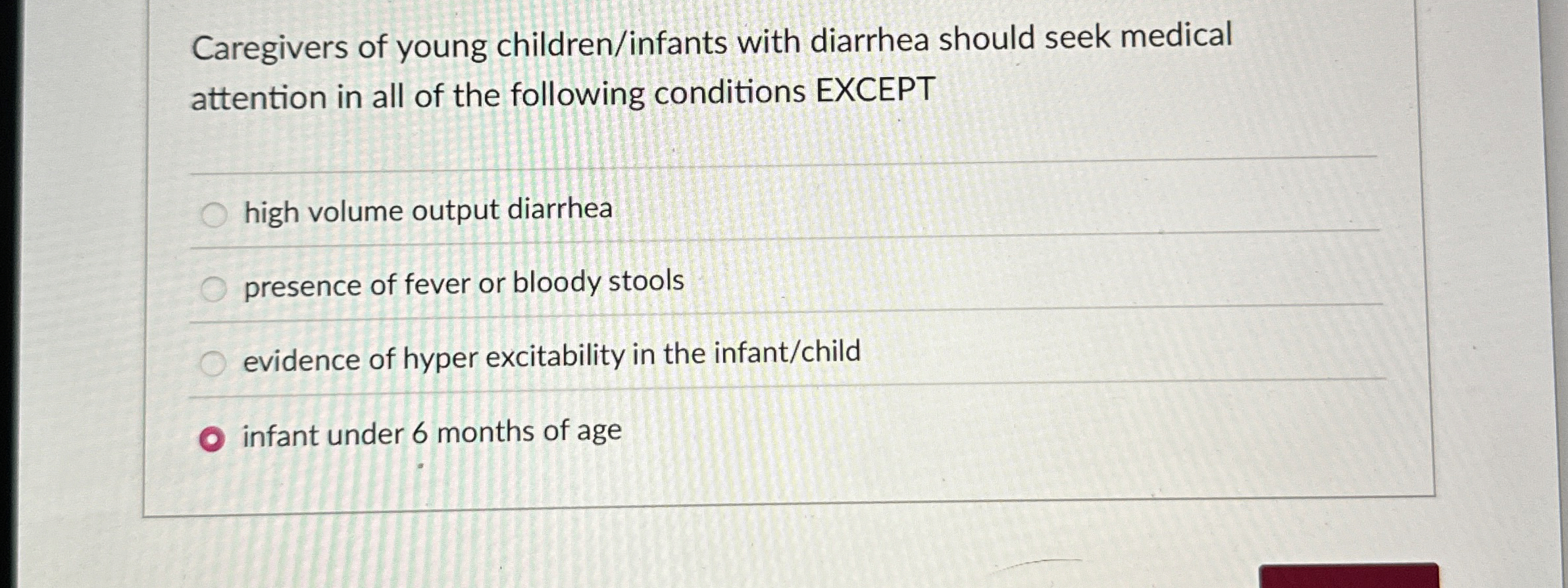 Solved Caregivers of young children/infants with diarrhea | Chegg.com