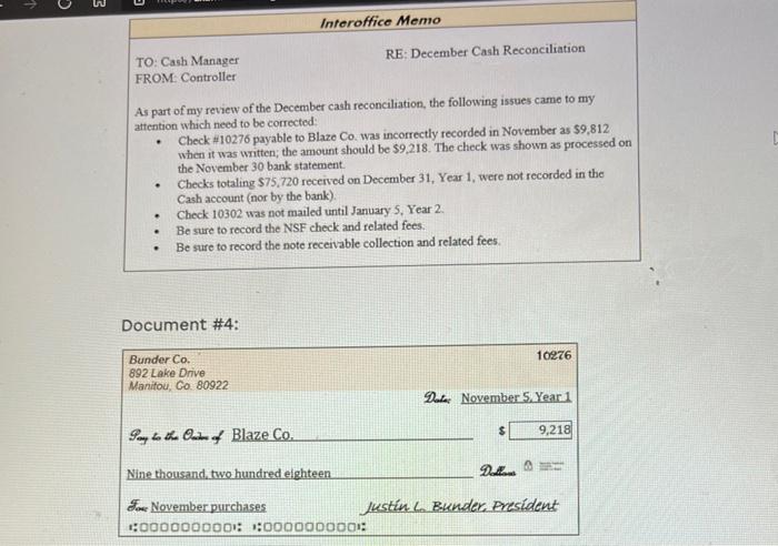 Solved Cash Reconciliation Using the documents found under | Chegg.com