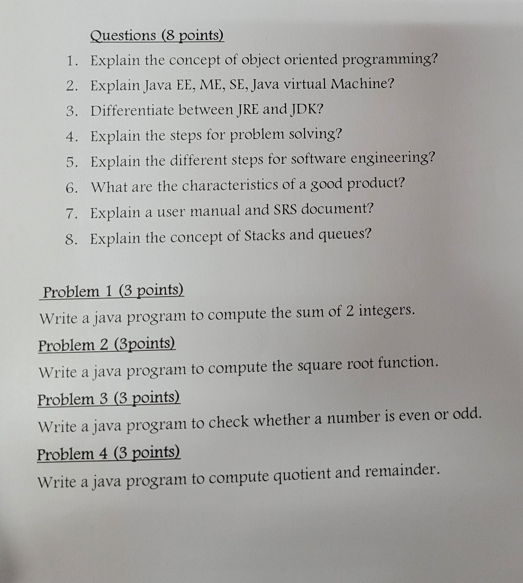 Solved Questions (8 ﻿points)Explain the concept of object | Chegg.com