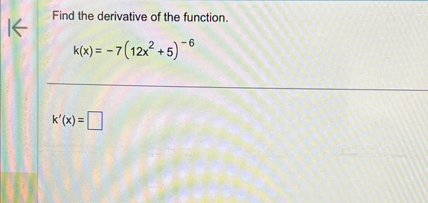 Solved Find the derivative of the | Chegg.com