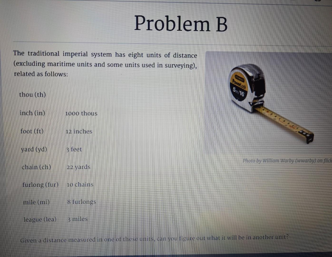 Solved Problem B The traditional imperial system has eight | Chegg.com