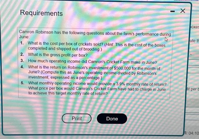 Solved Requirement 3. How much operating income did Camron's | Chegg.com