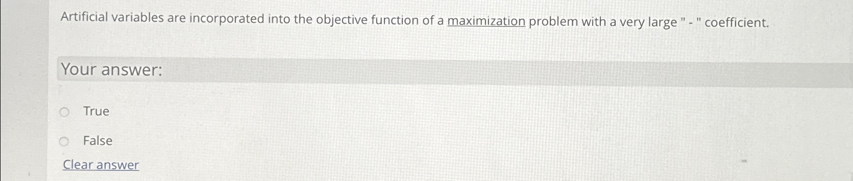Solved Artificial variables are incorporated into the | Chegg.com