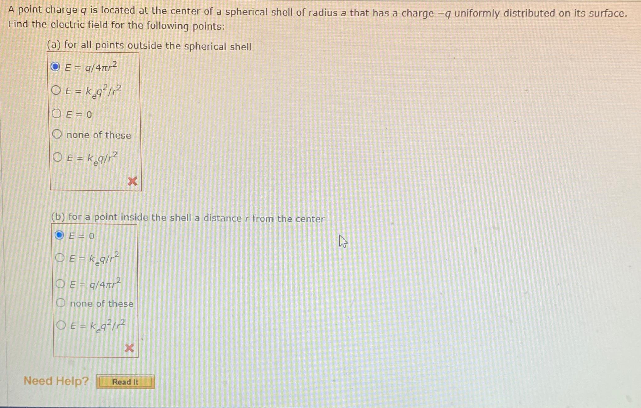 Solved A point charge q ﻿is located at the center of a | Chegg.com