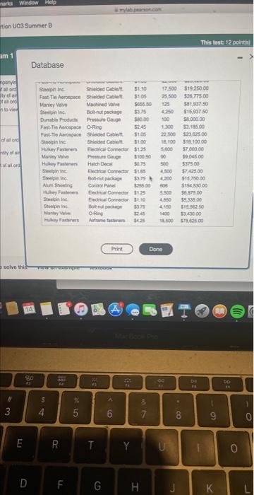Convert the accompanying database to an Excel table | Chegg.com