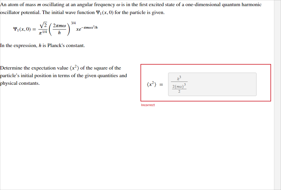 Solved An atom of mass m ﻿oscillating at an angular | Chegg.com
