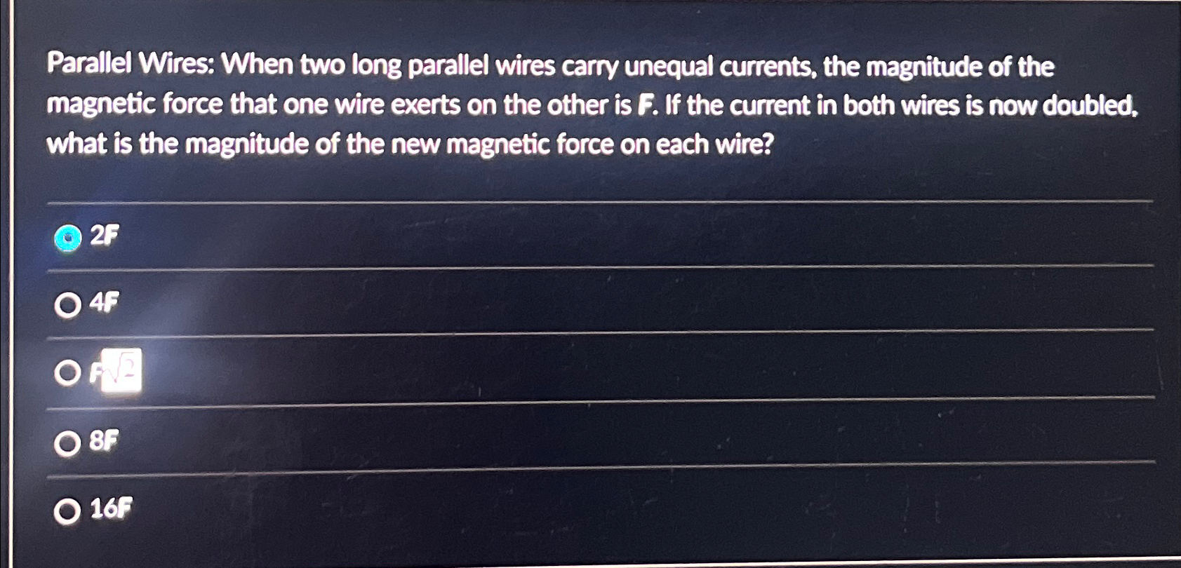 Solved Parallel Wires: When two long parallel wires carry | Chegg.com