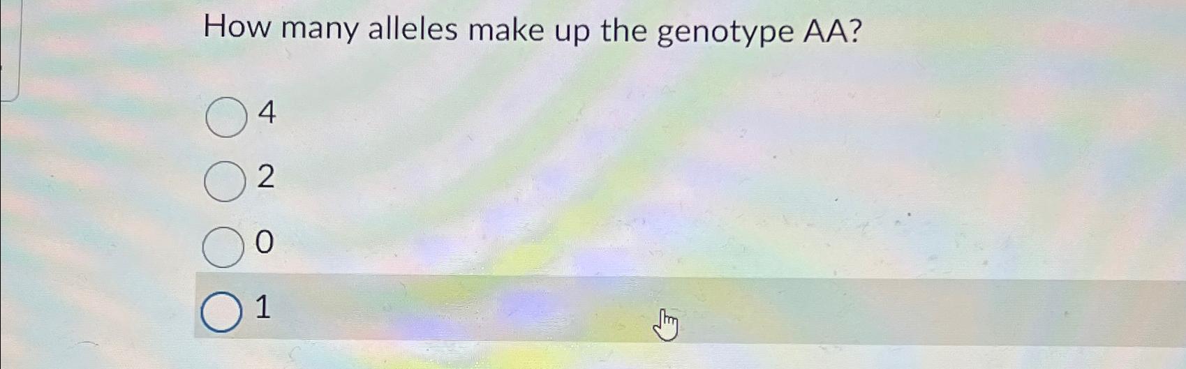 Solved How many alleles make up the genotype AA?4201 | Chegg.com