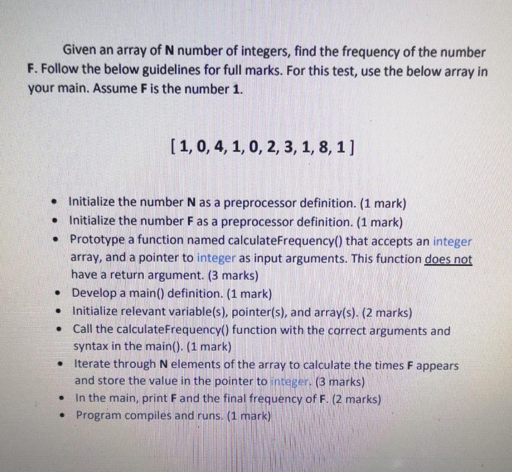 Solved Given an array of N number of integers, find the | Chegg.com