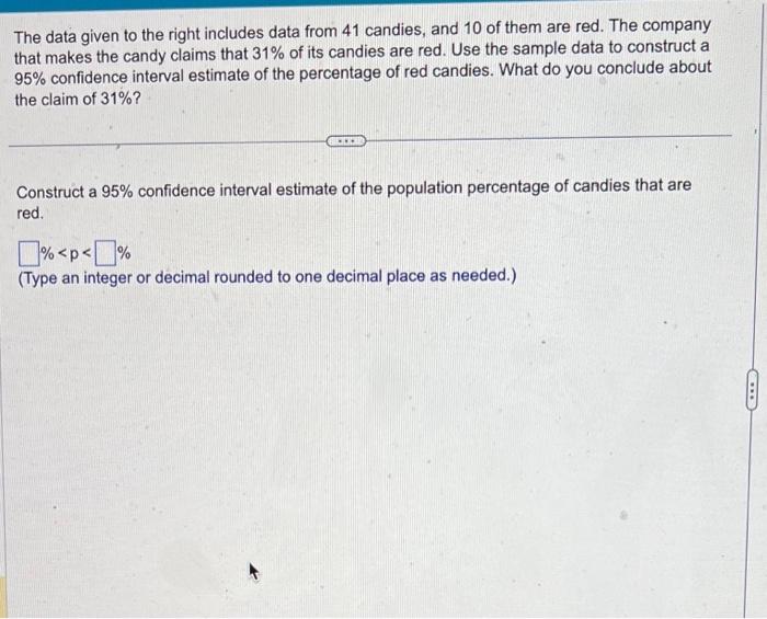Solved The data given to the right includes data from 41 | Chegg.com