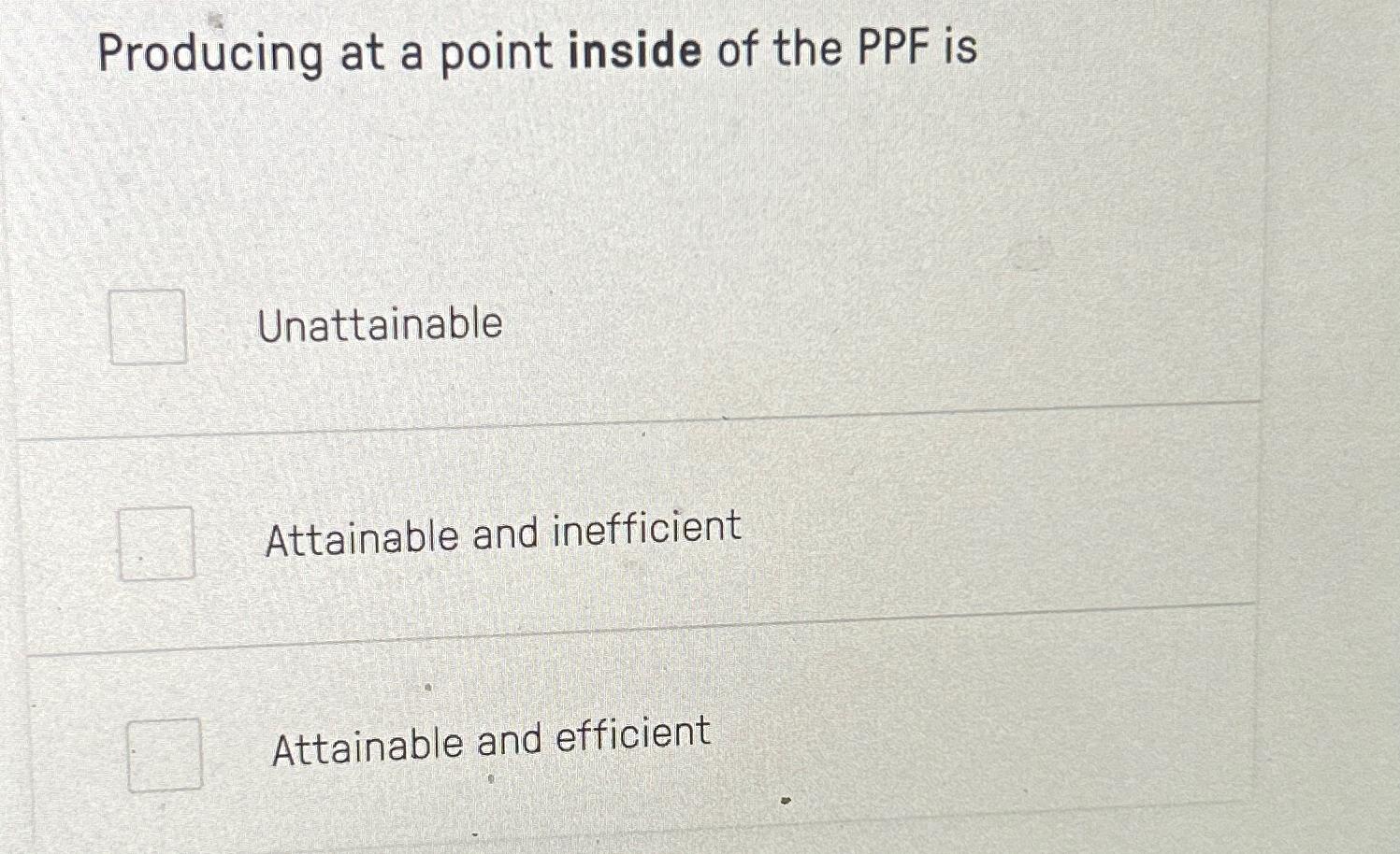 Solved Producing at a point inside of the PPF | Chegg.com