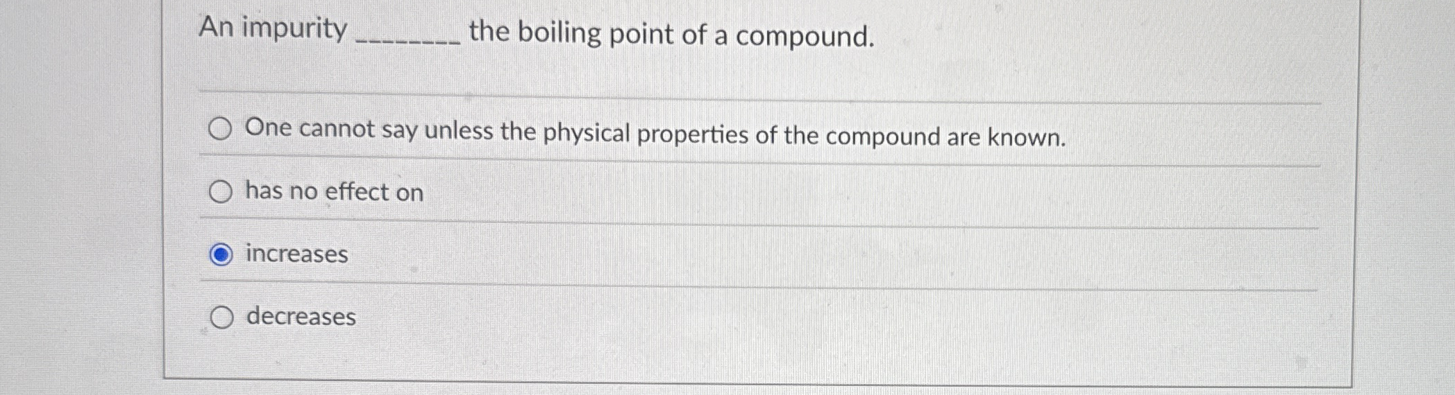 Solved An impurity ﻿the boiling point of a compound.q,One | Chegg.com