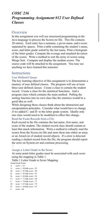 Solved Programming Assignment 12 User Defined Classes 1001