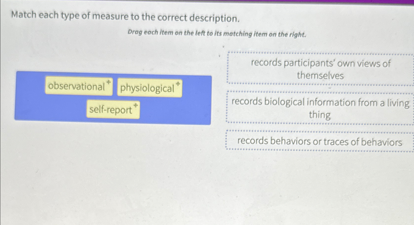 Solved Match each type of measure to the correct | Chegg.com