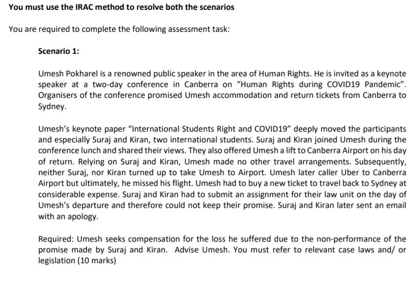 You must use the IRAC method to resolve both the | Chegg.com