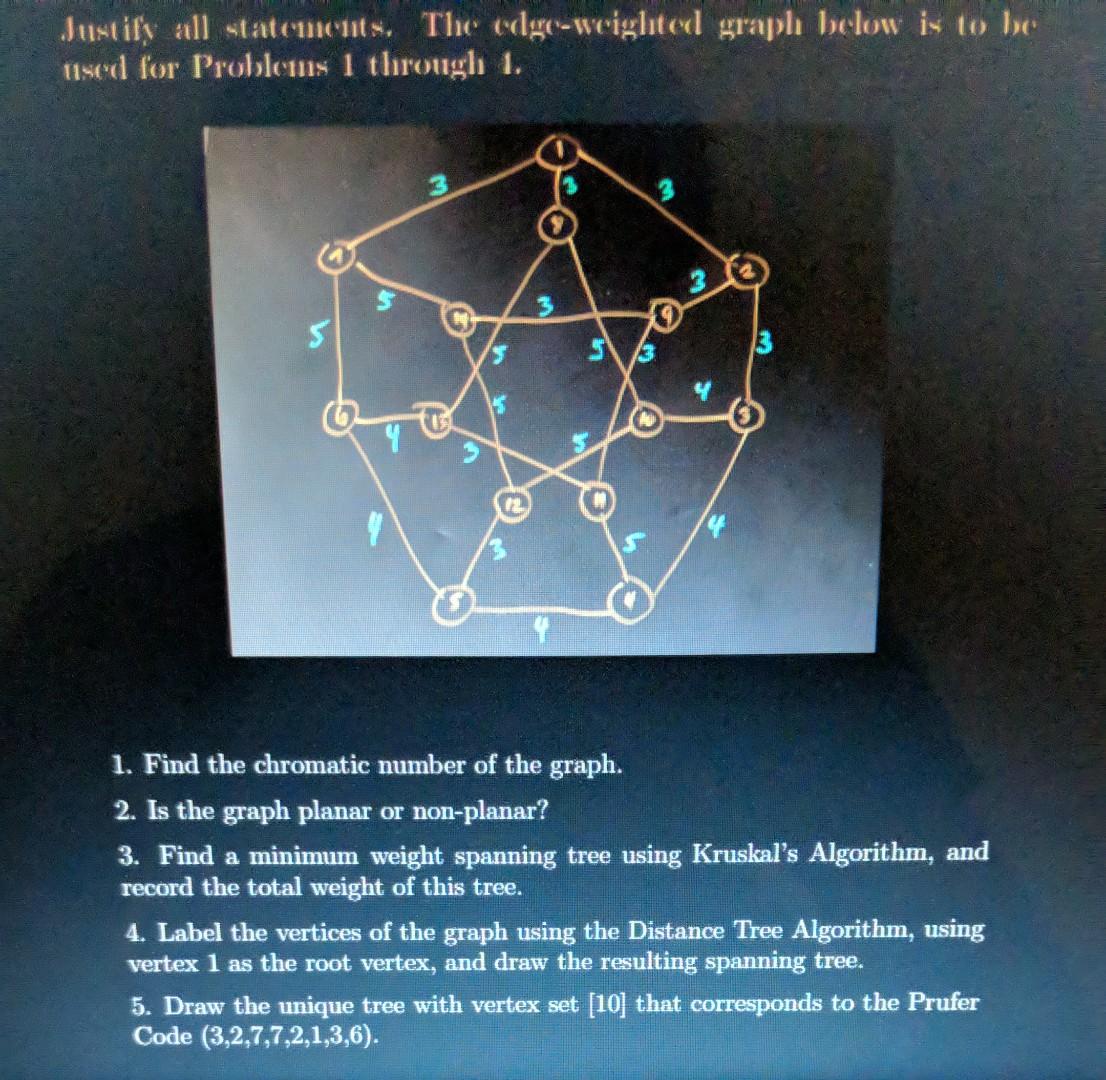 Solved Justify all statements. The edge-weighted graphı | Chegg.com