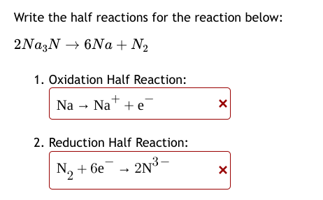 Write the half reactions for the reaction | Chegg.com