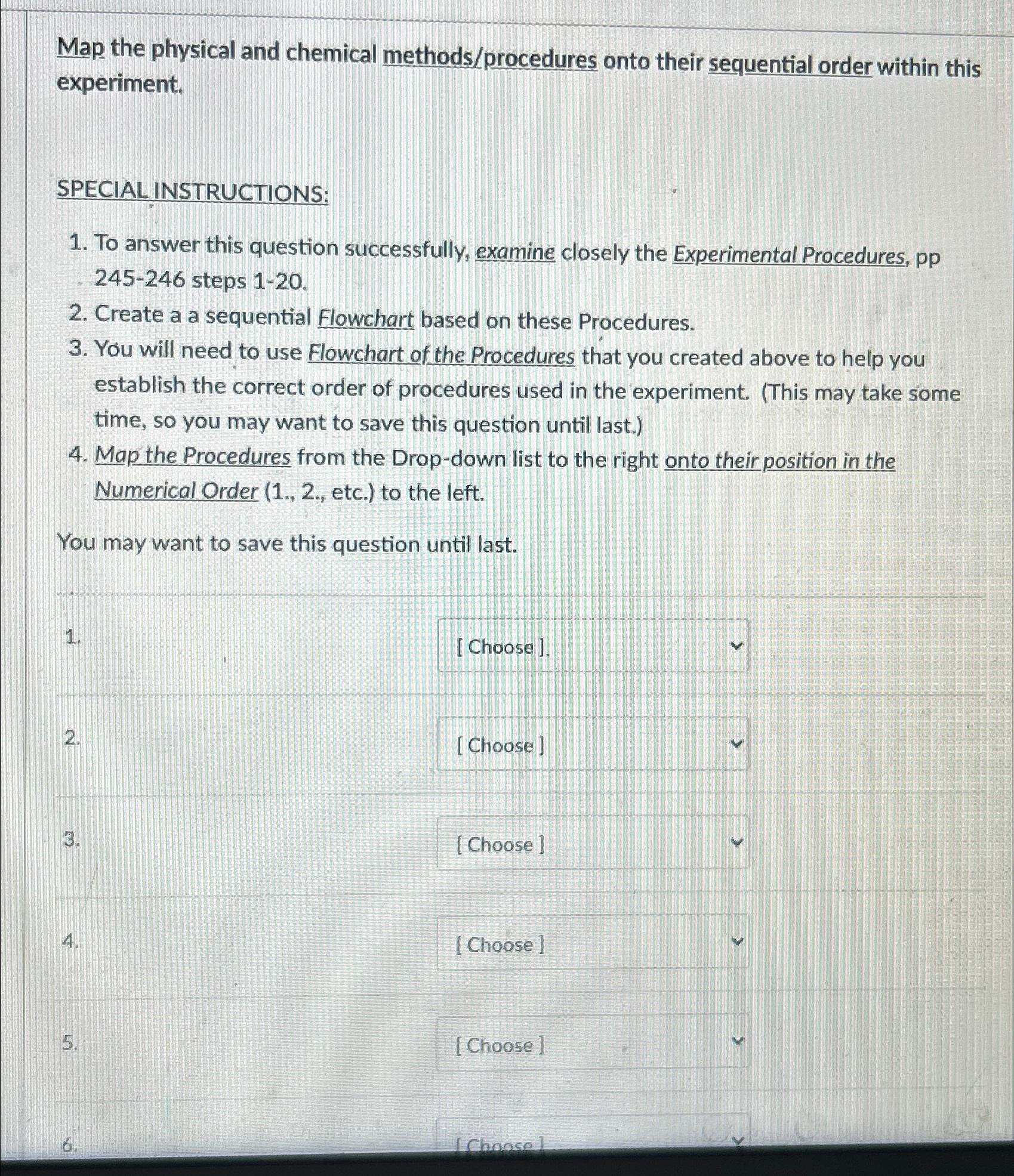 Solved Map the physical and chemical methods/procedures onto | Chegg.com