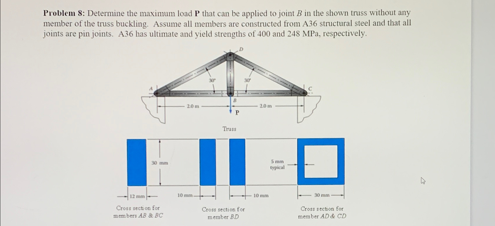 Solved Problem 8: Determine the maximum load P ﻿that can be | Chegg.com