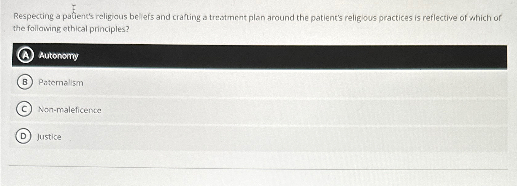 Solved Respecting a patient's religious beliefs and crafting | Chegg.com
