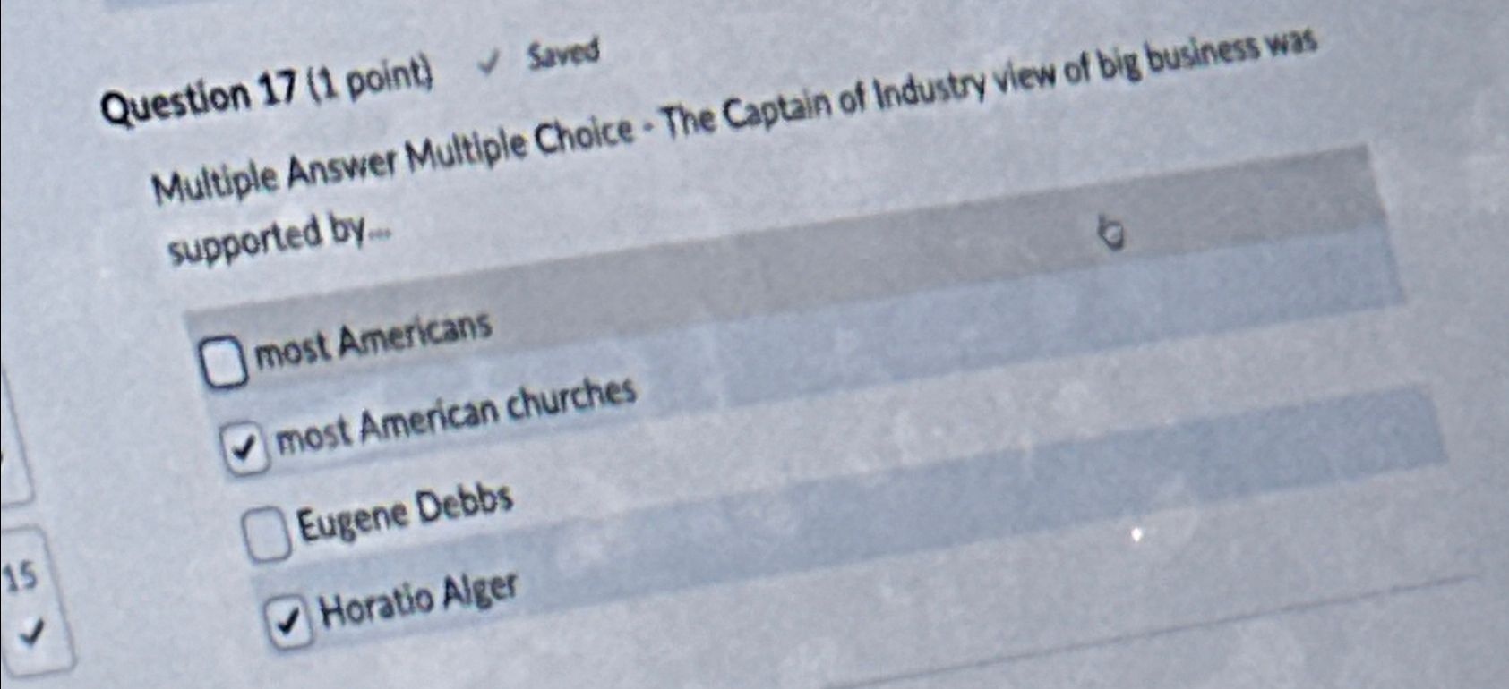 Solved Question 17 (1 ﻿point) ﻿savedMultiple Answer Multiple | Chegg.com