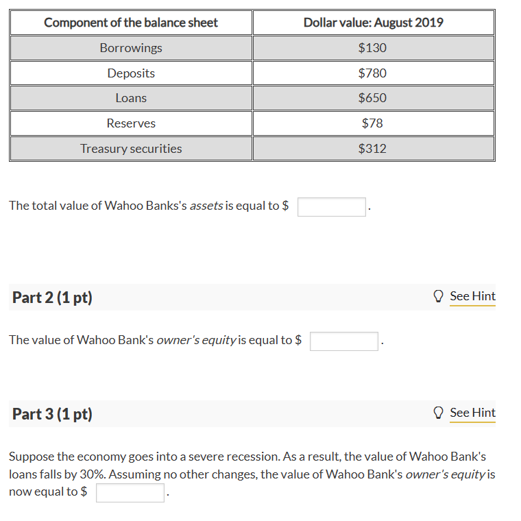 Solved The total value of Wahoo Banks's assets is equal to | Chegg.com
