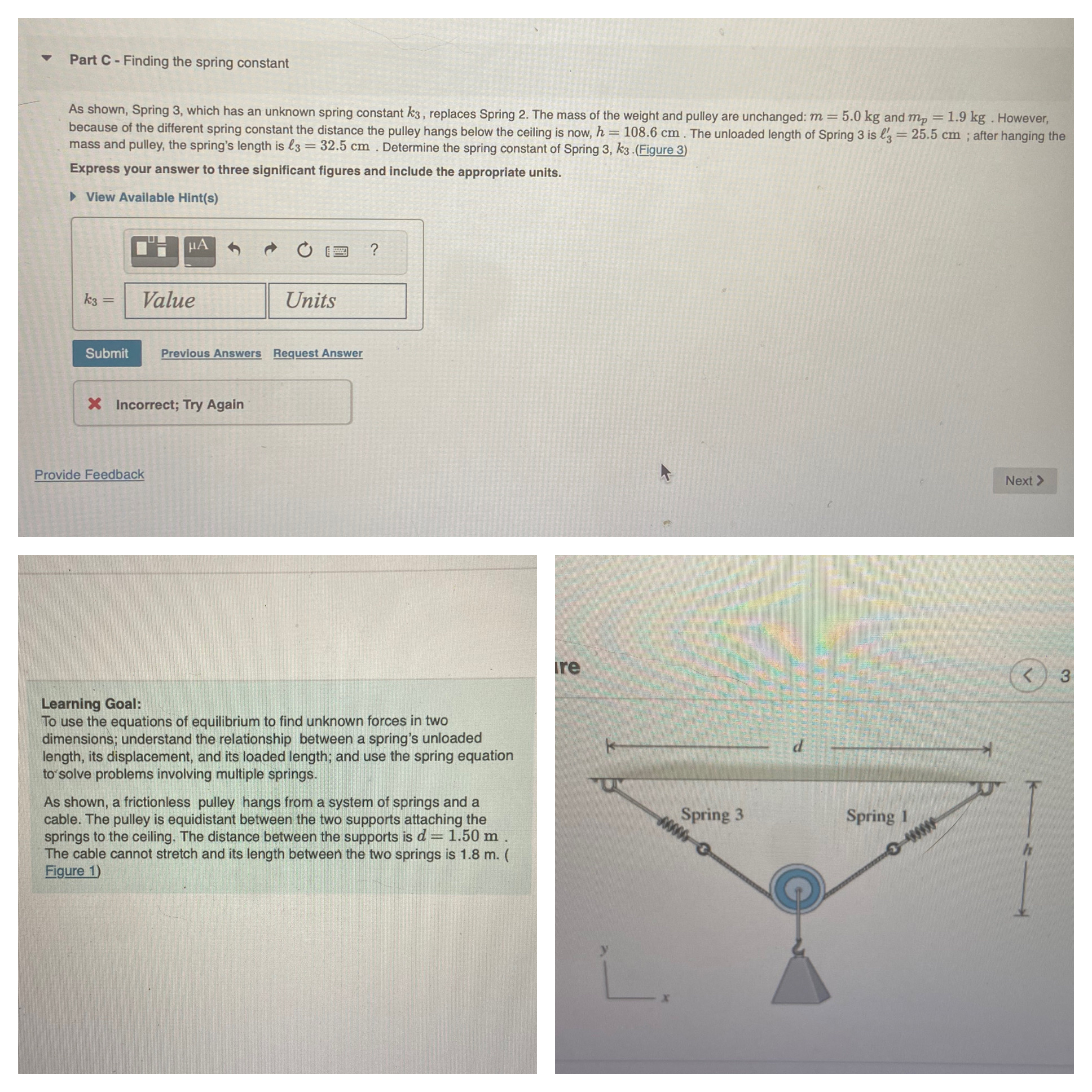 Solved Part C - ﻿Finding the spring constantAs shown, Spring | Chegg.com