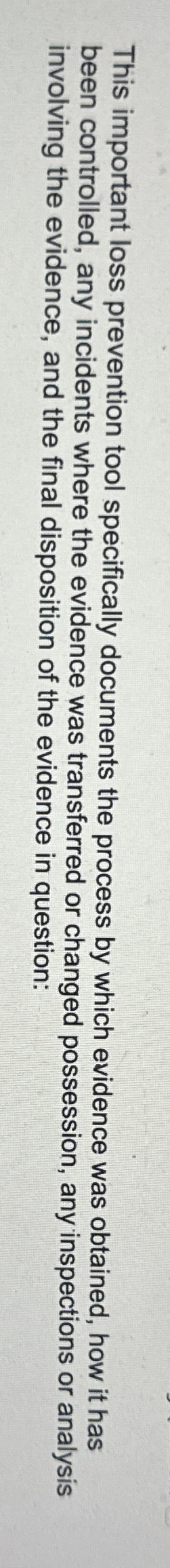 Solved This important loss prevention tool specifically | Chegg.com